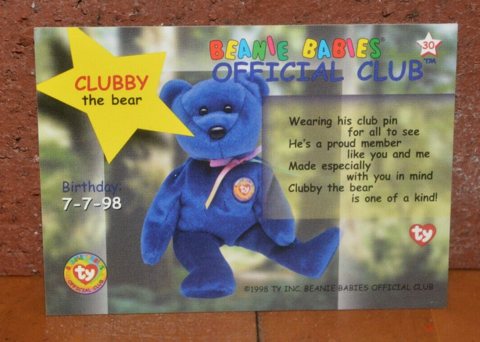 TY BEANIE BABIES OFFICIAL CLUB TRADING CARD CHASE FOIL CLUBBY THE BEAR ...