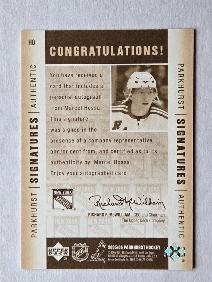 2005-06 PARKHURST 🔥 PARKHURST SIGNATURES 🔥 MARCEL HOSSA... | eBay