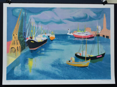 Original GEORGE LAMBERT lithograph, Le Havre, pencil signed and ...