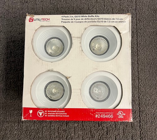 Utilitech Lighting 3" Inch GU10 White Baffle Kits 4 pack Recessed ...