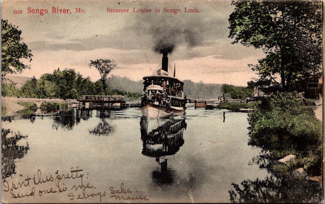 Postcard Songo River Me Steamer Louise In Songo Lock Undivided Back ...