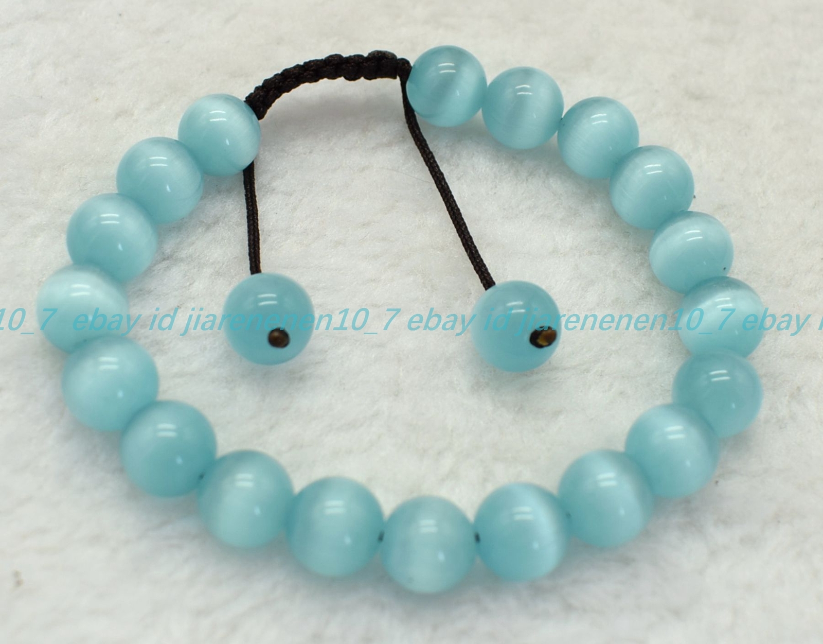 Natural 8/10/12mm Light Blue Cat's Eye Gemstone Round Beads Bracelets 7 ...