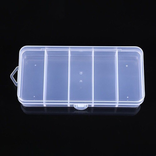 Plastic 5 Compartments Fishing Tackle Box for Fishing Lures Hooks Tools Storage | eBay