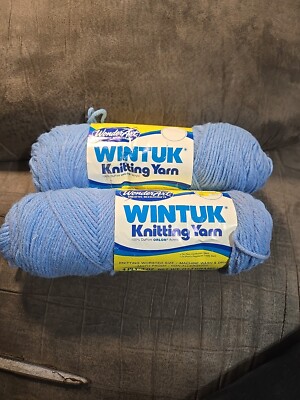Vtg Wintuk Knitting Yarn Medium Blue Lot Of 2 | eBay