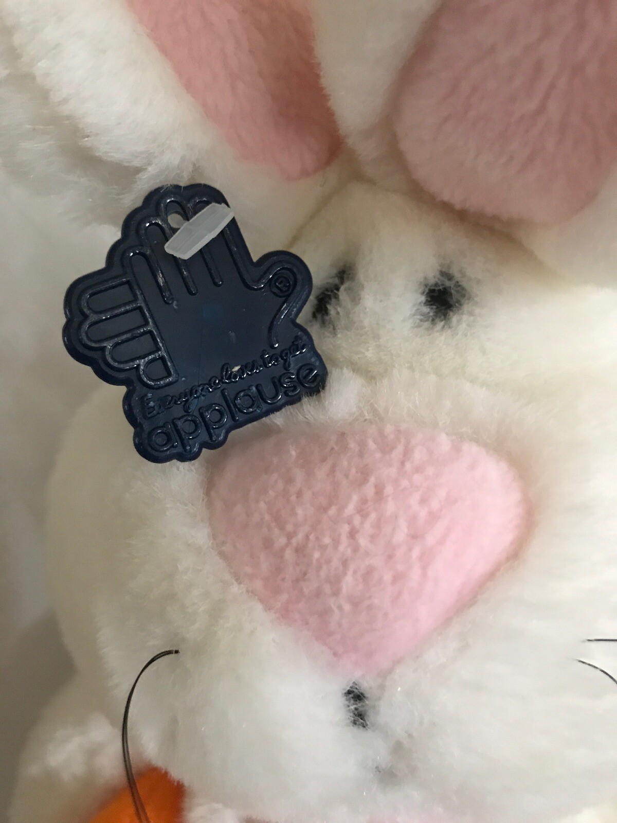 Vintage Applause SIMON 1987 Bunny Rabbit w/ Carrot Plush PINK & WHITE ...