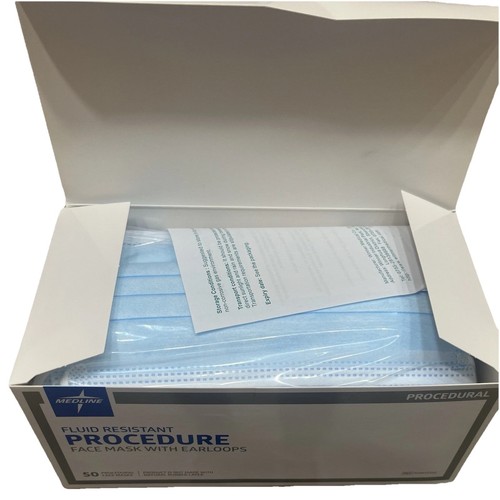 MEDLINE Fluid Resistant Procedure Face Mask Pack Of 50 | eBay