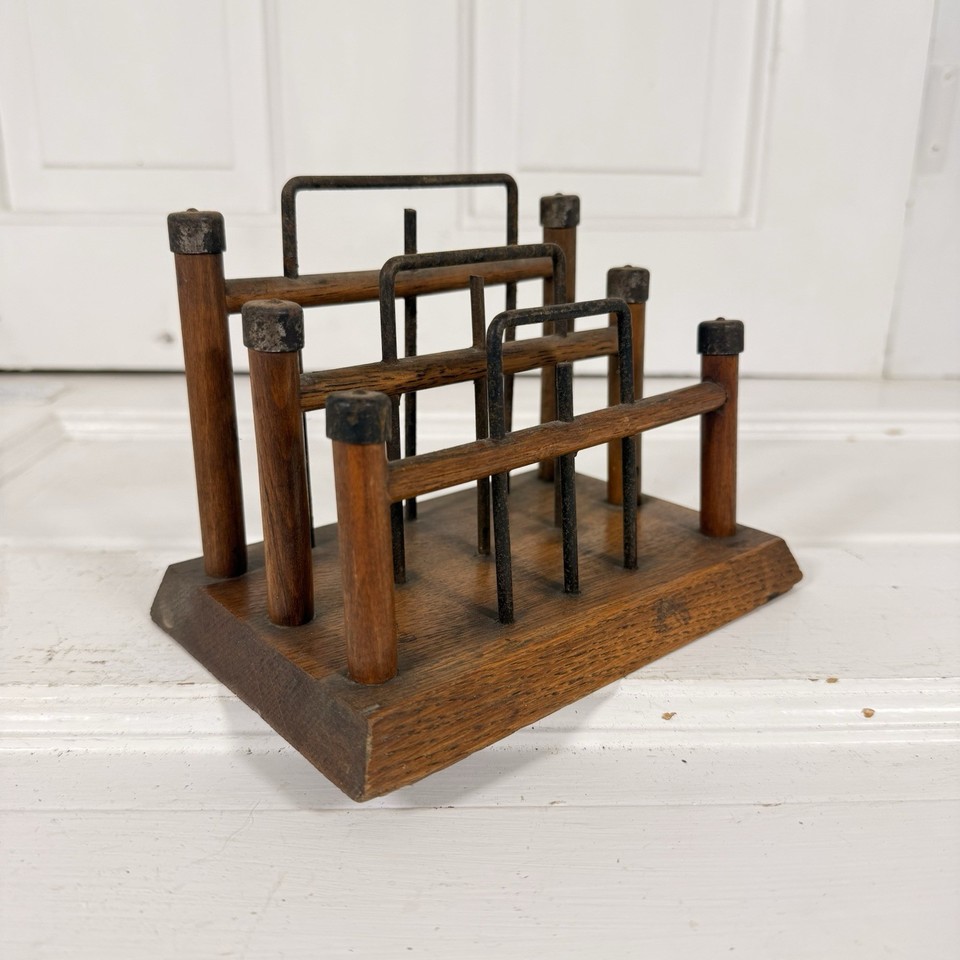 Vintage Wooden & Iron Letter Rack – Rustic Office Desk Tidy | eBay