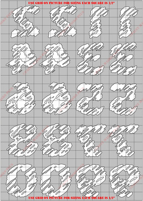 SNB9300W-R 2" Numbers (REVERSED) Water Based Vinyl Masking/ Stencil Kit ...