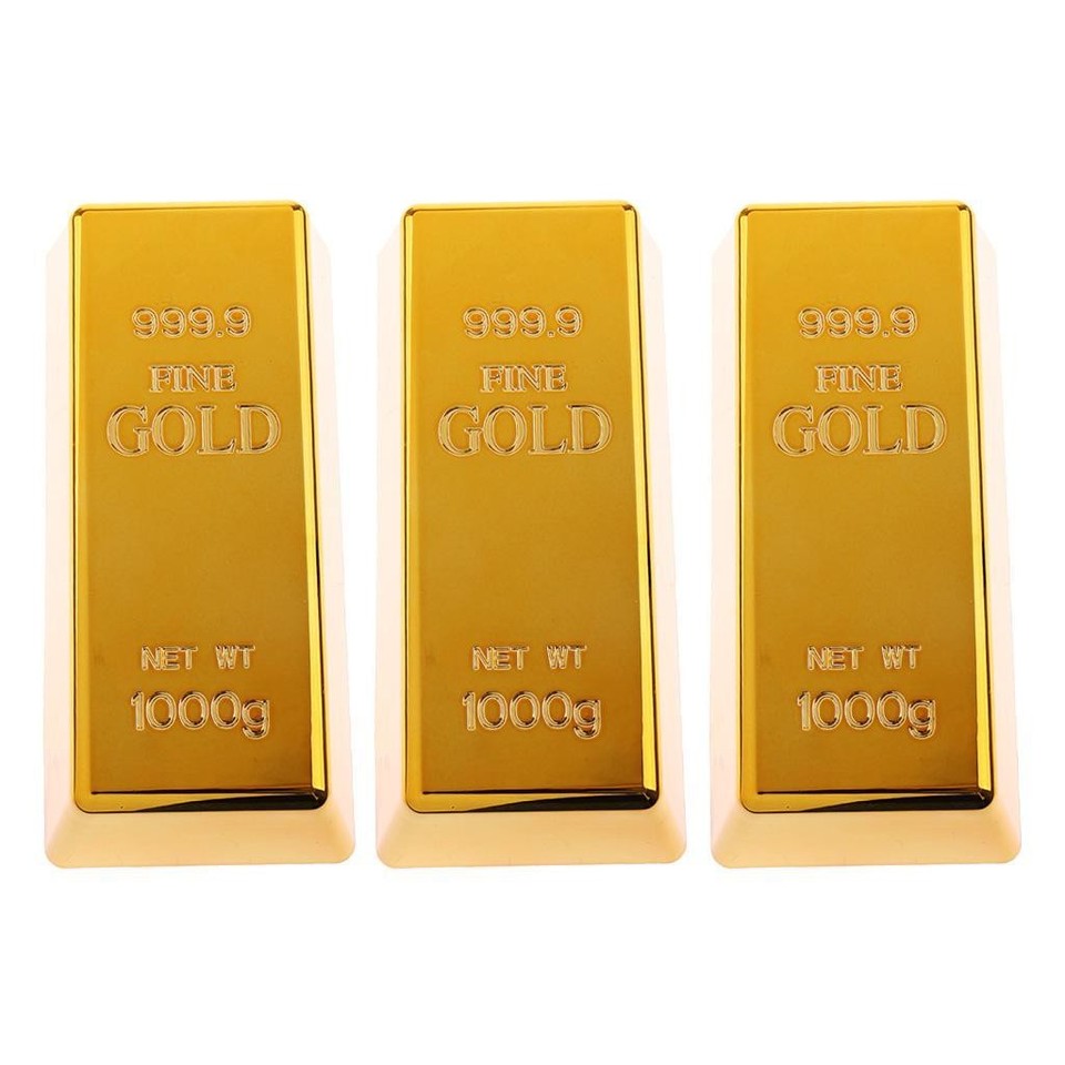 3Pcs Hot Fake Gold Bar Paper Weight Prop Party Ornaments Bullion Kids ...