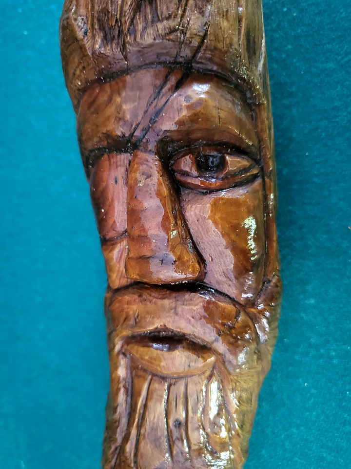 Vintage Hand Carved From Natural Wood Spirit Man Sculpture Wall Hanging ...