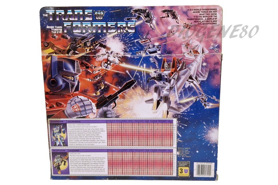 VINTAGE 1984 TRANSFORMERS G1 SOUNDWAVE MINT UNUSED MIB HASBRO TAKARA ...