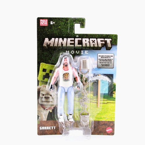 A Minecraft Movie Garrett w/ Pickaxe & Buckchuckets 4" Figure Mattel ...