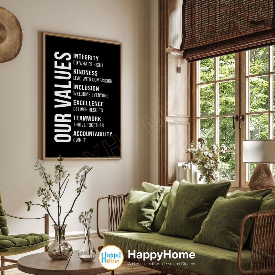 Our Values Wall Art Bussiness Core Values Office Decor Entrepreneur ...