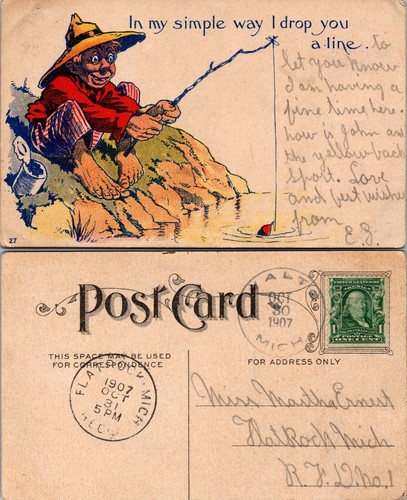 In My Simple Way I Drop You a Line Fishing Postcard | eBay