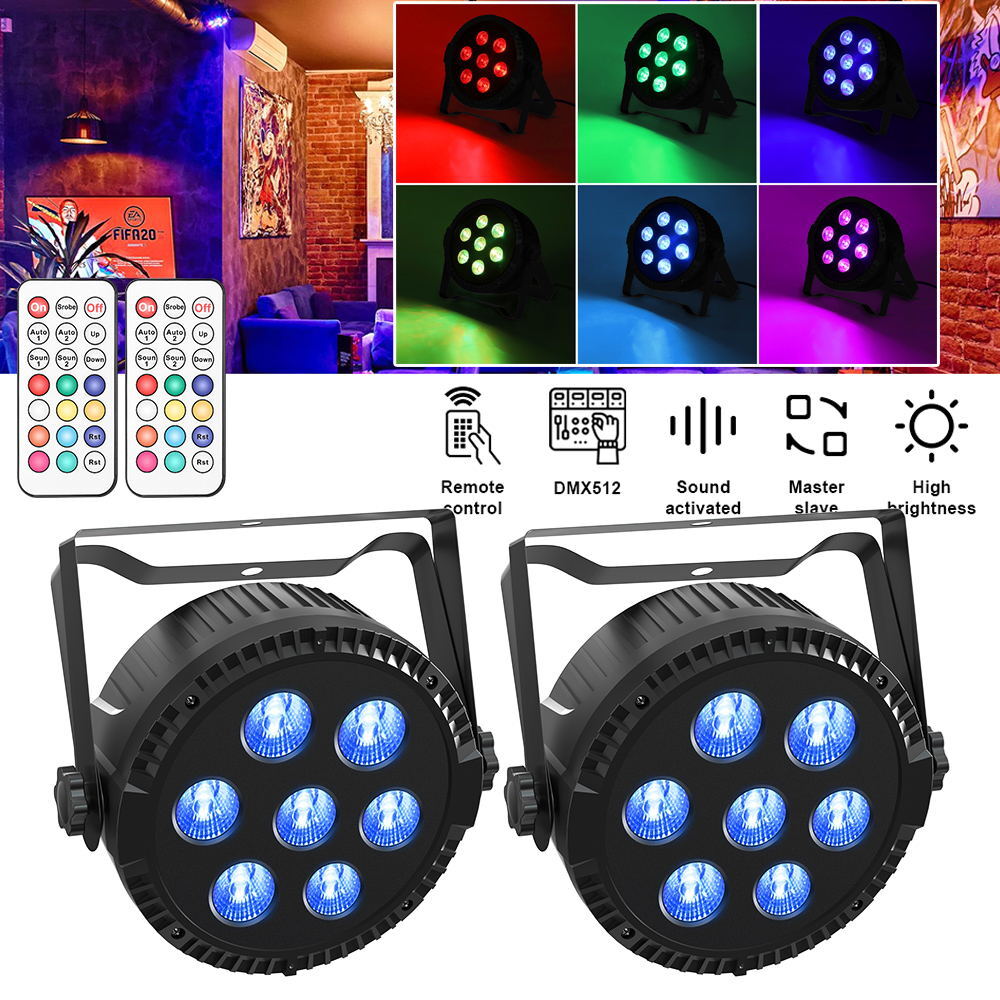 UKING 105W 7 LED 4in1 RGBW Wash Stage Light PAR Can DMX dj Party Remote ...