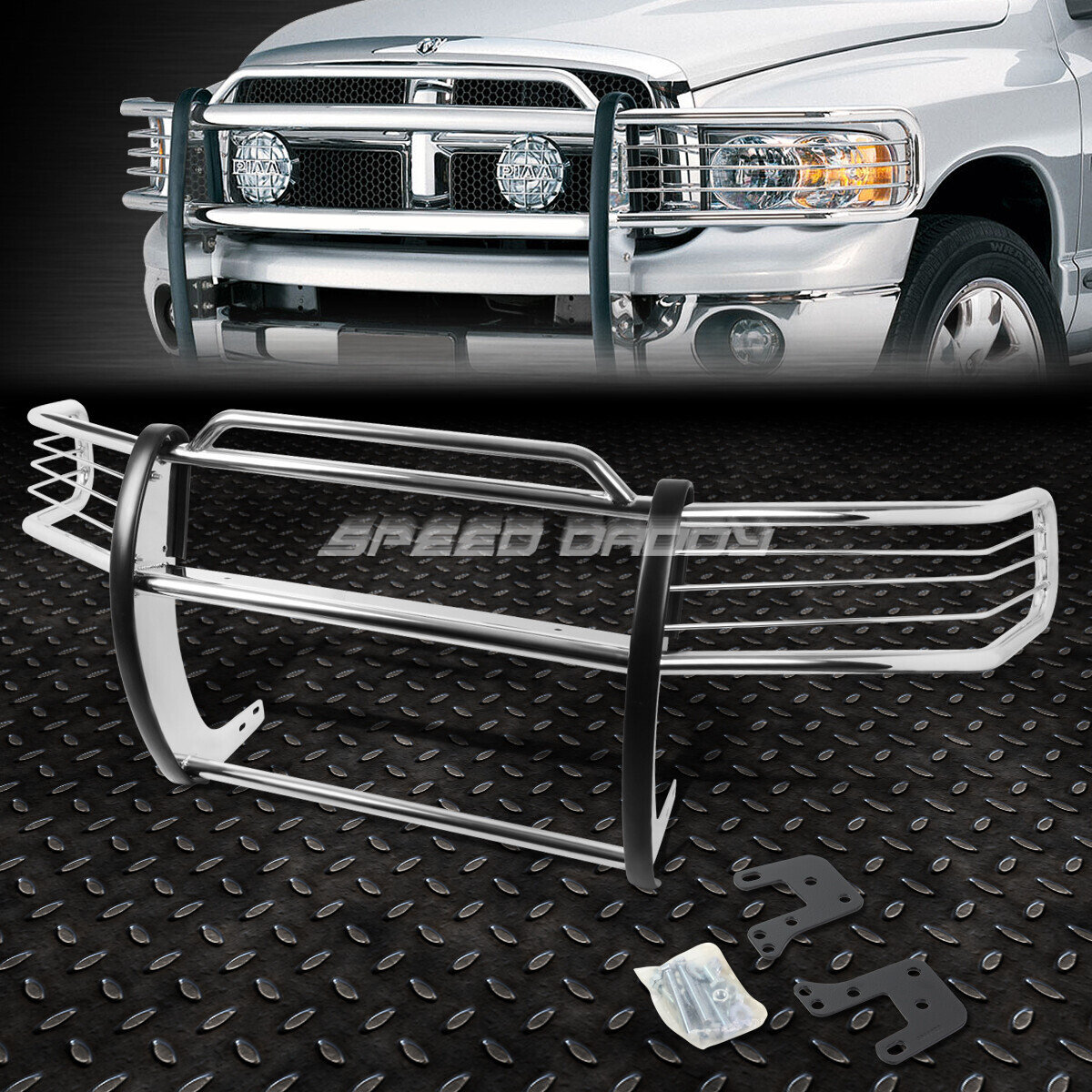 FOR 94-01 DODGE RAM 1500 2500 3500 CHROME S.STEEL FRONT BUMPER BRUSH ...