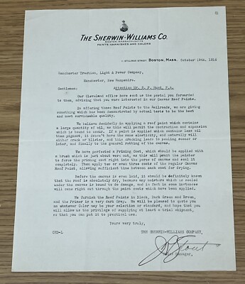 1916 The Sherwin-Williams Co Paint Sales Letter Letterhead Boston ...