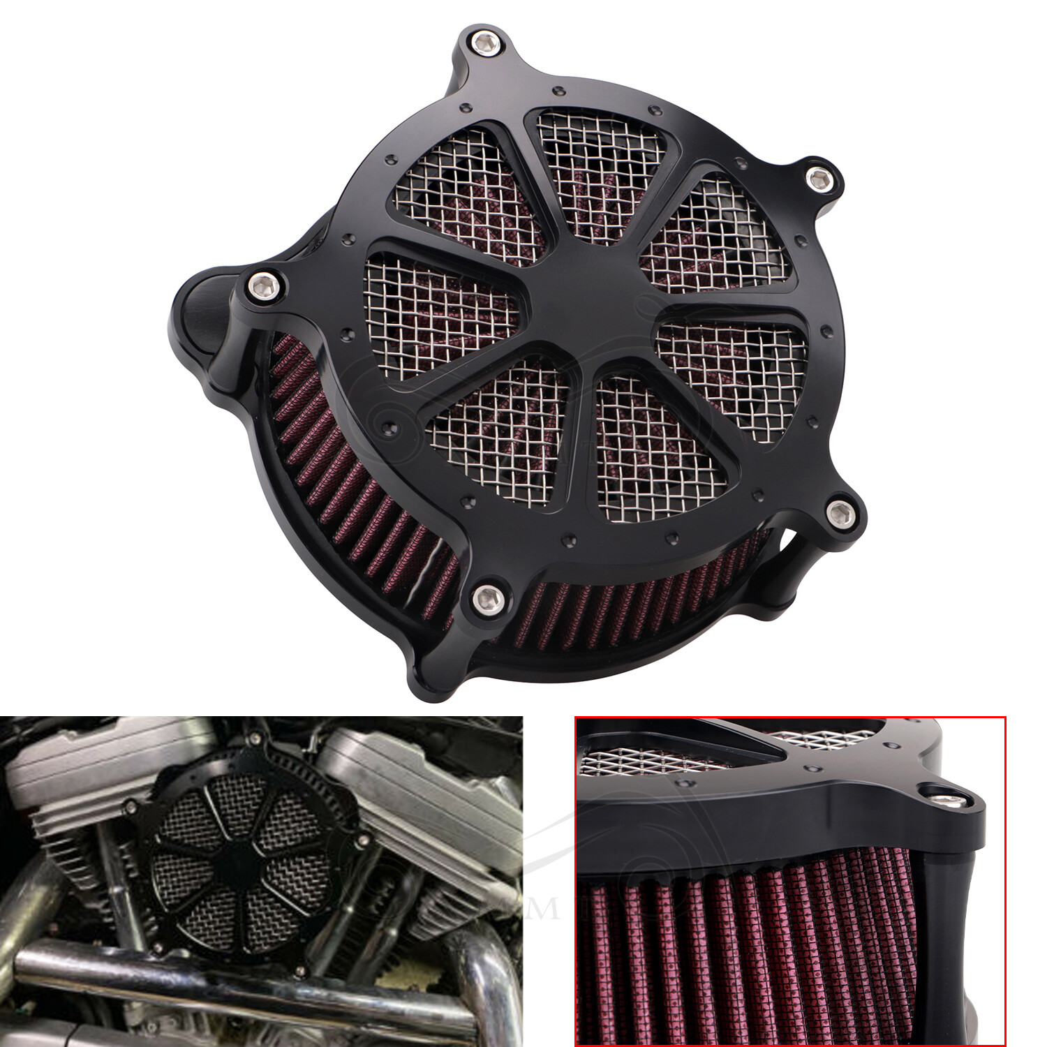 Contrast Cut Air Cleaner Intake Filter For Harley Softail Road King ...