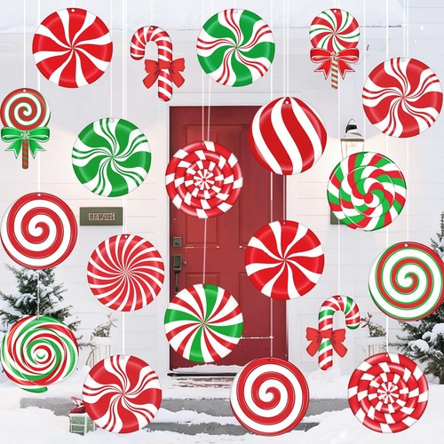 24 Pcs Candy Cane Christmas Decorations Outdoor, 5.9 In Double Sided ...