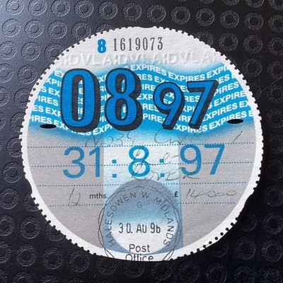 Vintage original genuine tax disc expired 31/08/97 | eBay