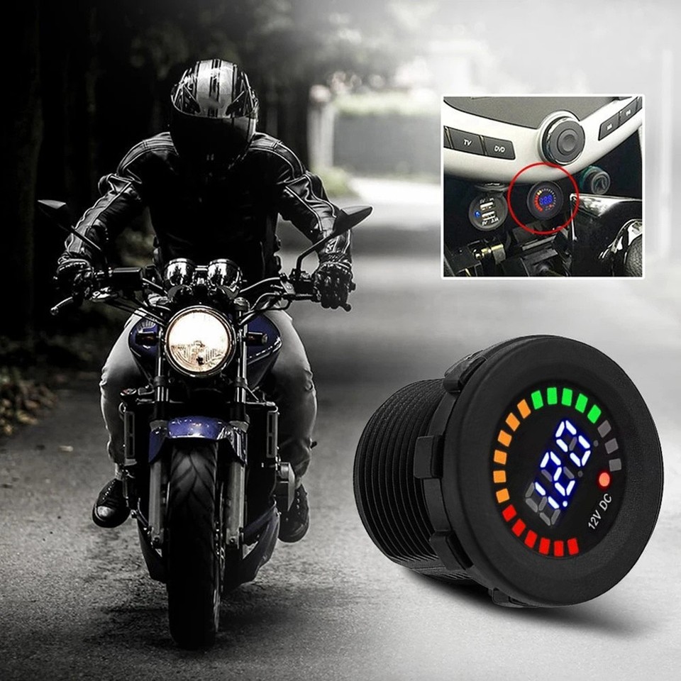 DC 12V Universal Car Motorcycle Boat LED Digital Voltmeter Panel Volt ...