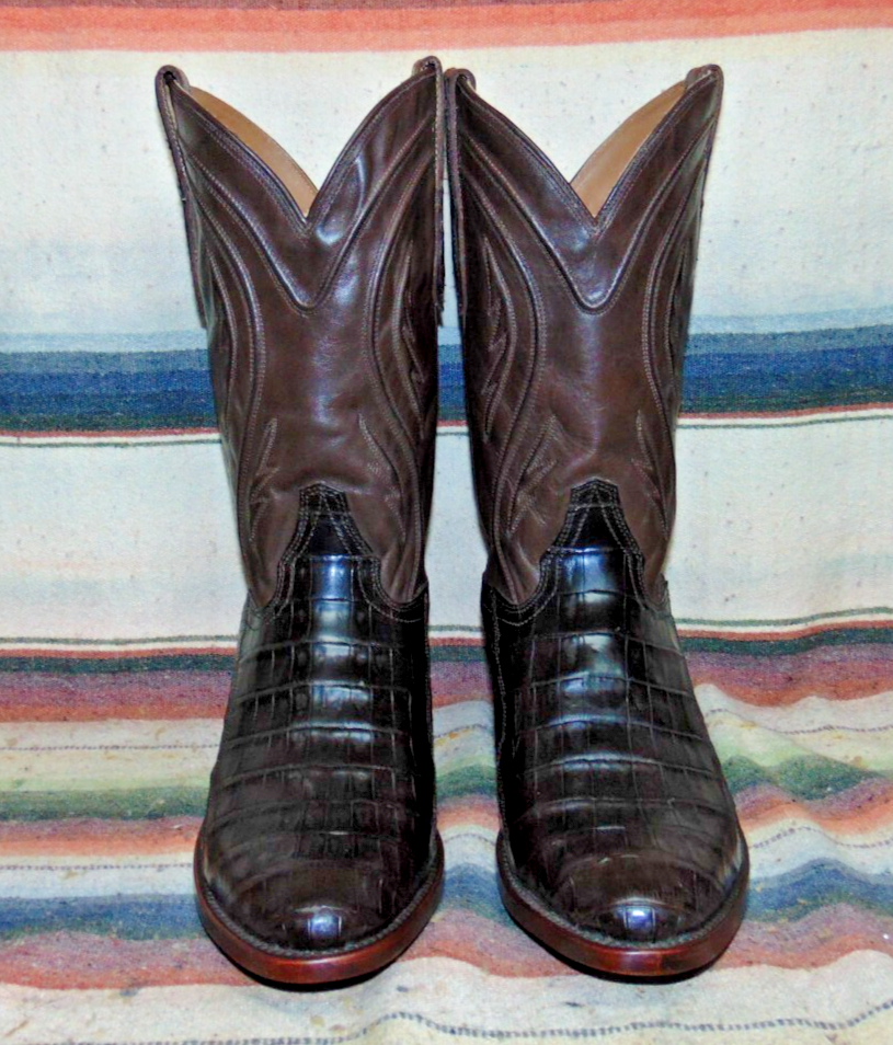 Mens Rujo The Blake Brown Caiman / Leather Cowboy Boots 9 EE New w/o ...