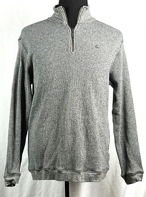 Wolverine Gray Cotton Thermal Waffle Knit Pullover 1/4 Zip Jacket Men's ...