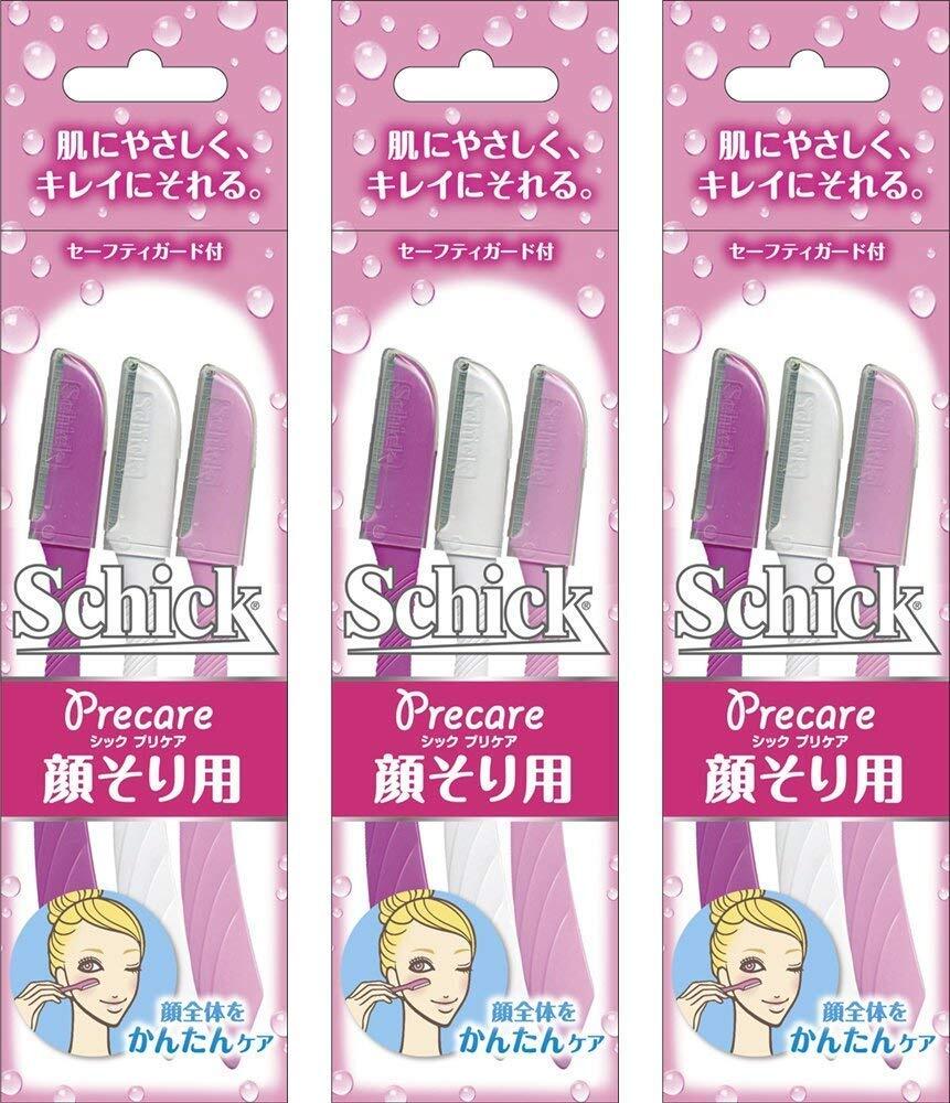 Schick Japan Precare Facial Razor 3 pcs x 3 Packs with safety guard ...