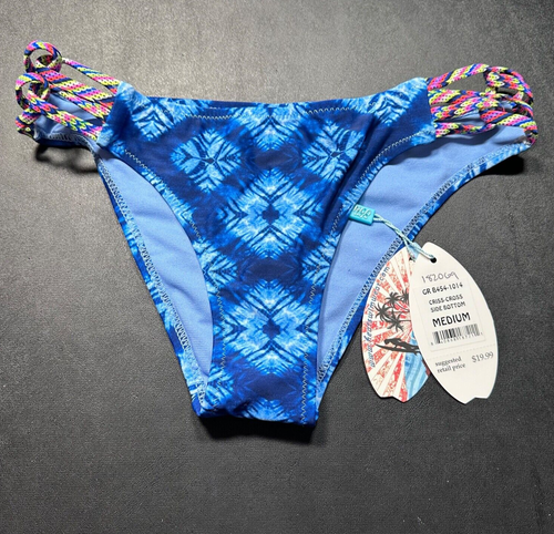 Bingo Surf Criss Cross Side Cheeky Swim Bottom Women's Medium Blue Tie ...