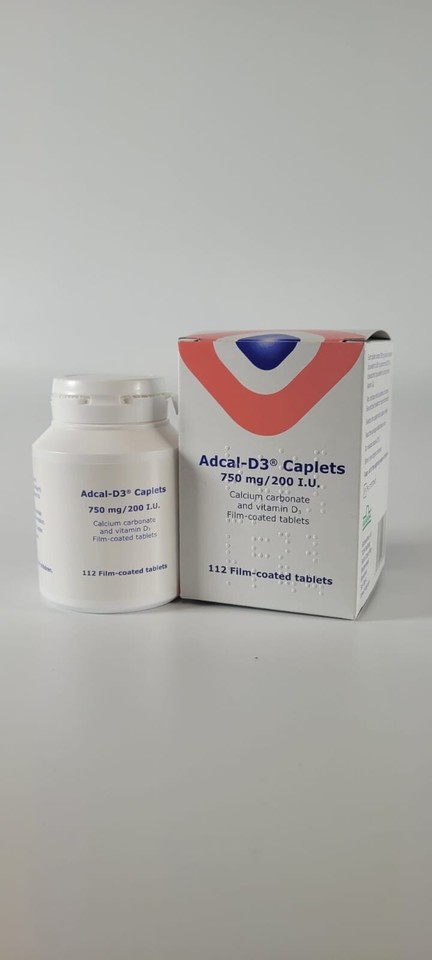 Adcal D3 - 750mg/200 IU - Calcium Carbonate & Vitamin D3 -112 Caplets ...