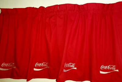 CUSTOM LINED CURTAIN TIER SET 36X28 RETRO COCA COLA COKE SODA POP DRINK ...