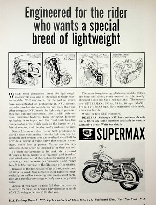 1960 NSU Supermax - Vintage Motorcycle Ad | eBay