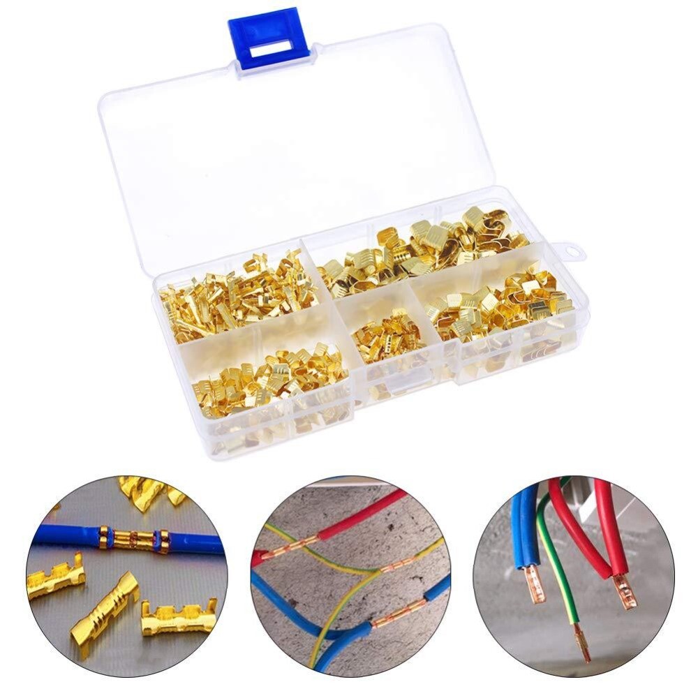 500PCS Copper Ring Terminals 5 Sizes Wire Connectors Cable Wire Crimp ...