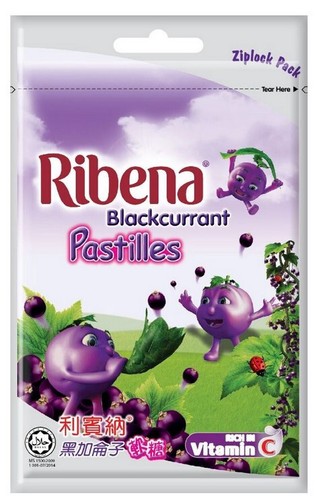 Pastilles Ribena Blackcurrant Sweet Candy Pack Vitamin C Gummy 40g x 3 ...