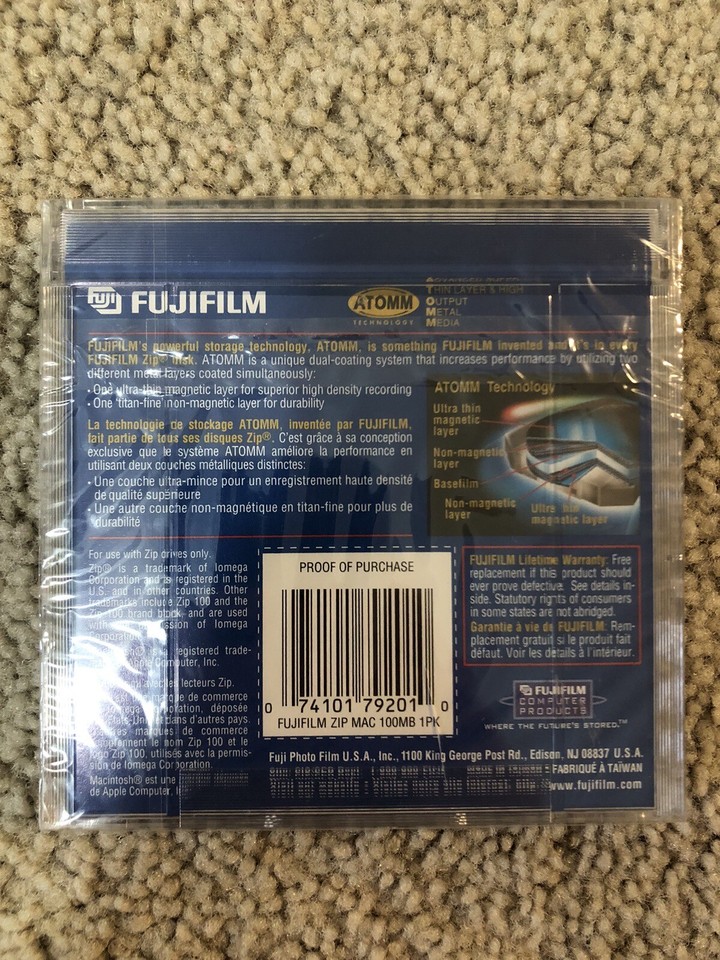 Fujifilm MAC Formatted Zip Disc 100mb NEW sealed | eBay