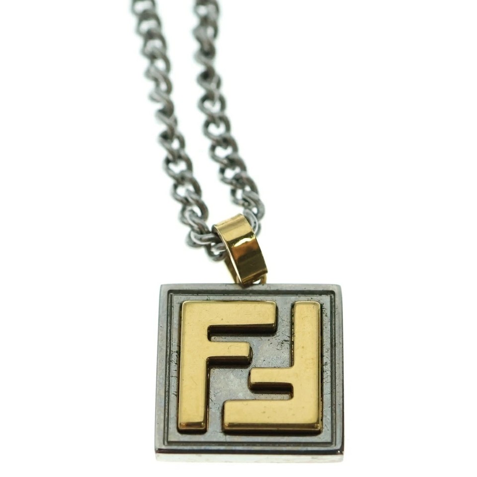 Fendi Ff Logo Chain Necklace Silver Gold Used Condition B Color Silver ...