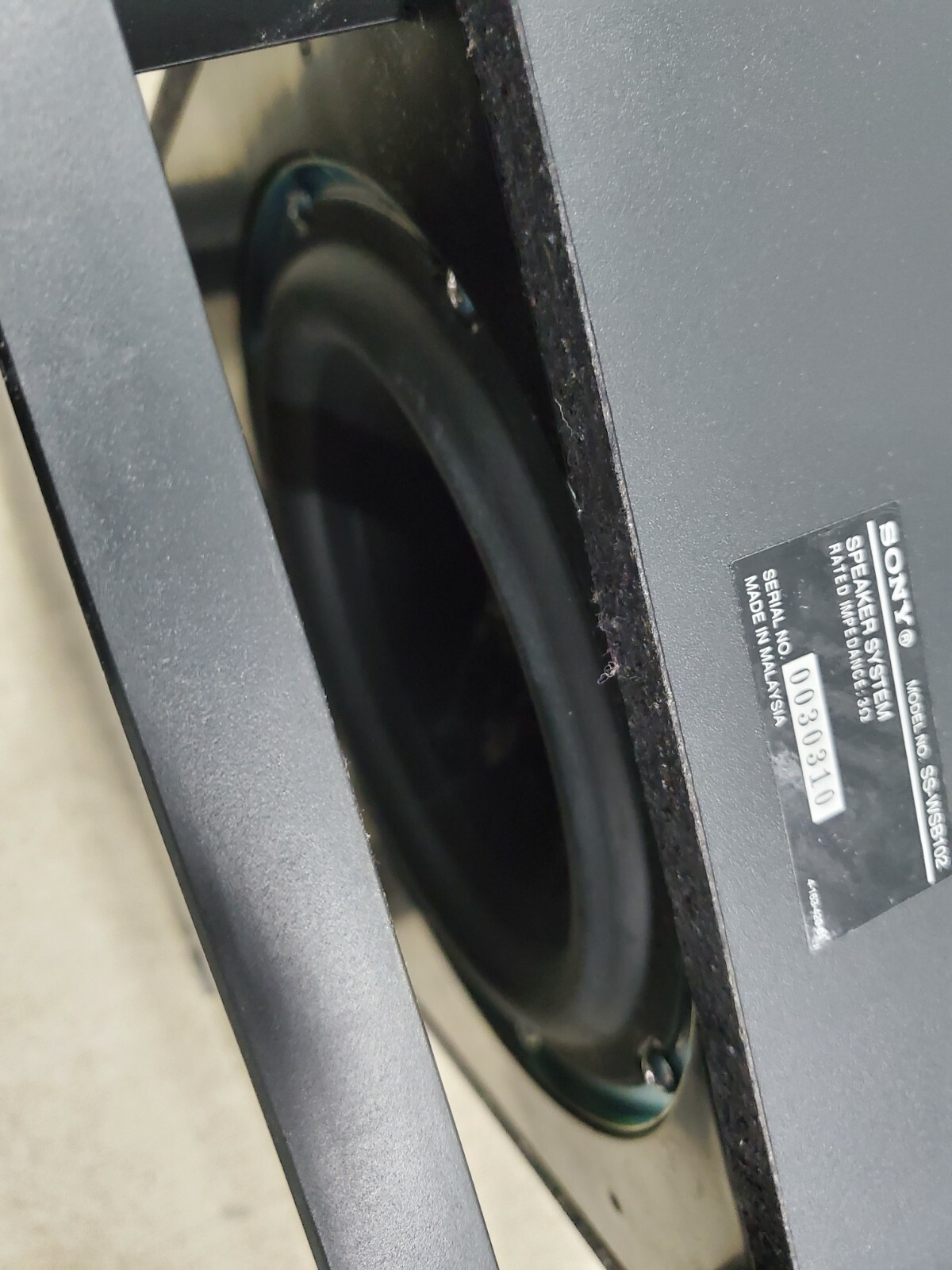 Sony SS-WSB102 Wired Passive 165 Watts Subwoofer With Wiring! Ready To ...
