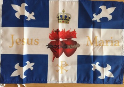 DRAPEAU Français Sacré Cœur De Jésus Catholique Roi France Canada flag ...