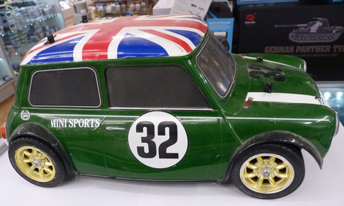 TAMIYA ROVER MINI 1/10TH WITH FUTABA SERVO-BRUSHLESS MOTOR & SPEEDO-NO ...