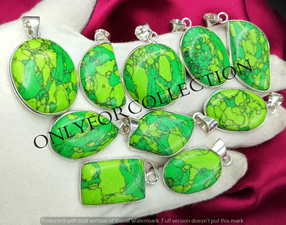 Green Turquoise Gemstone 925 Sterling Silver Plated Bezel Wholesale ...