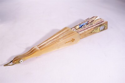 Late 18th Century Antique HAND FAN Carved MOP Sticks HAND PAINTED | eBay