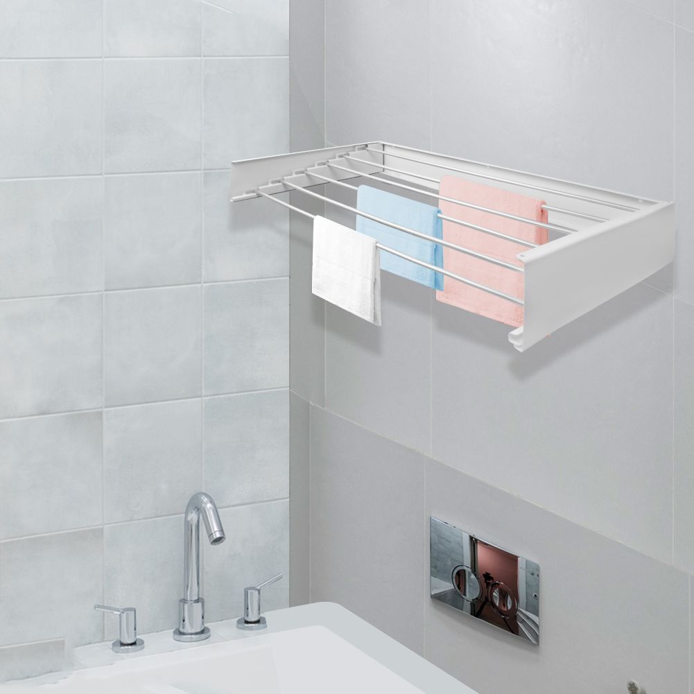 Wall Mounted 100cm Airer Towel Laundry Drying Rack Extendable Clothes ...