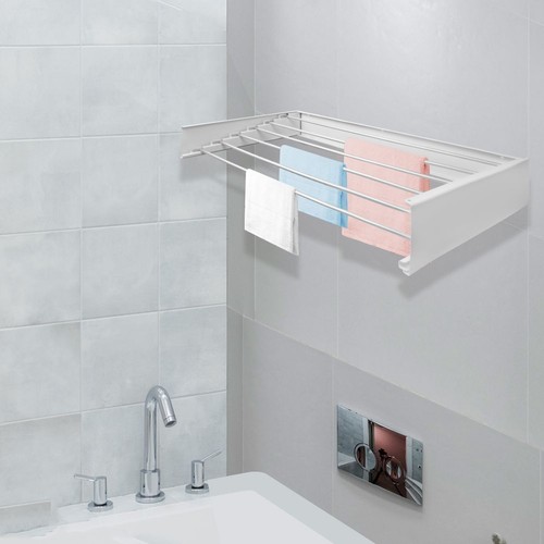 Wall Mounted 100cm Airer Towel Laundry Drying Rack Extendable Clothes ...