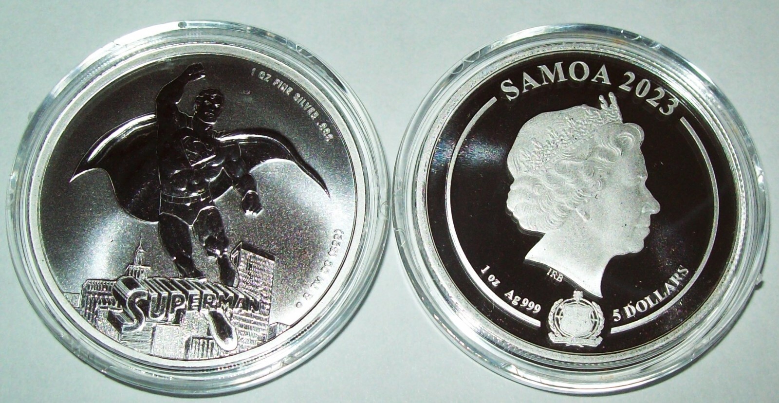 2023 Samoa 1 oz .999 Fine Silver Superman $5 Coin Queen Elizabeth DC ...