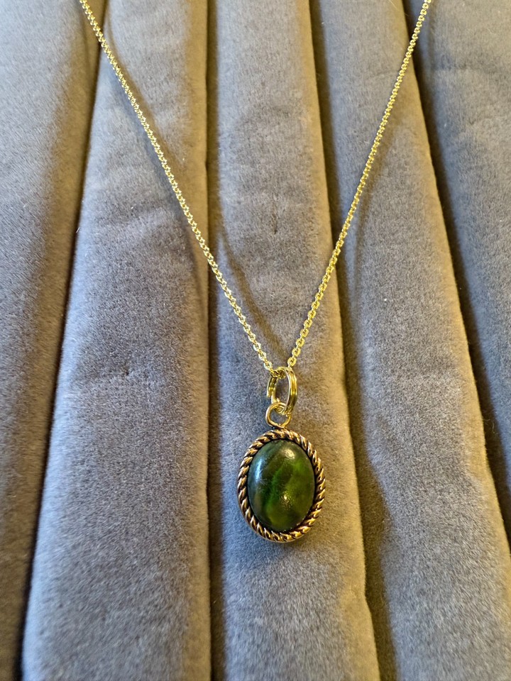 Sterling Silver, Gold Vermeil, 18 inch chain, Ammolite Pendant, spring ...