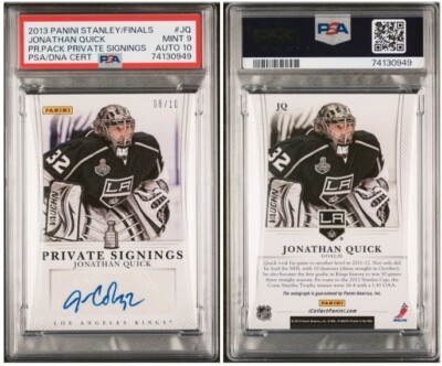 Jonathan Quick 2013 Panini Private Signings Finals Auto 8/10 JQ PSA 9 / ...