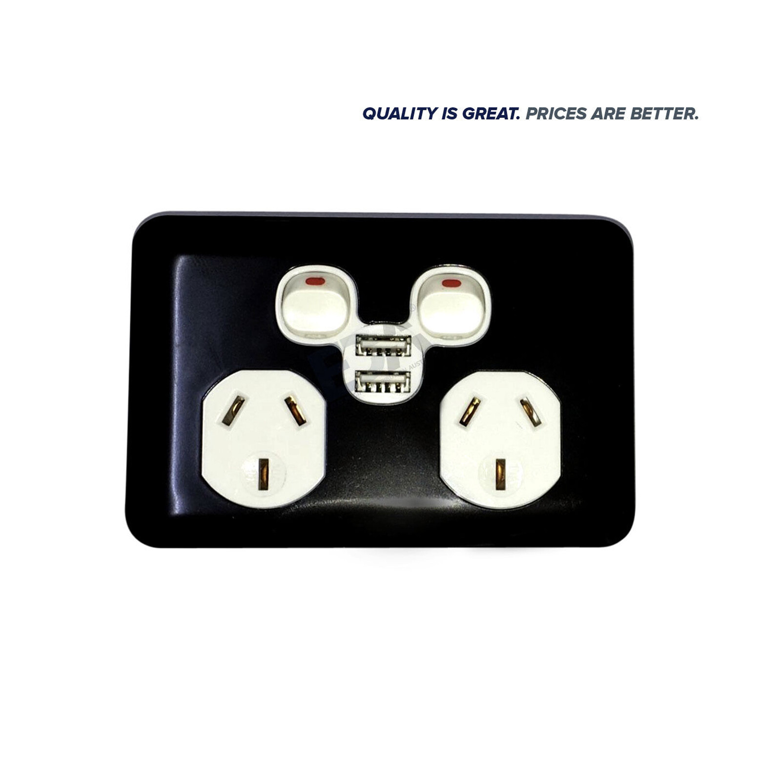 Dual USB Port Double 3 Pin Electrical Power Point Socket Outlet GPO ...