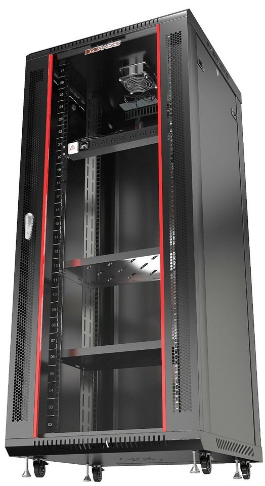 27U Server Rack Locking Network Cabinet Data Enclosure with PDU-Feet ...