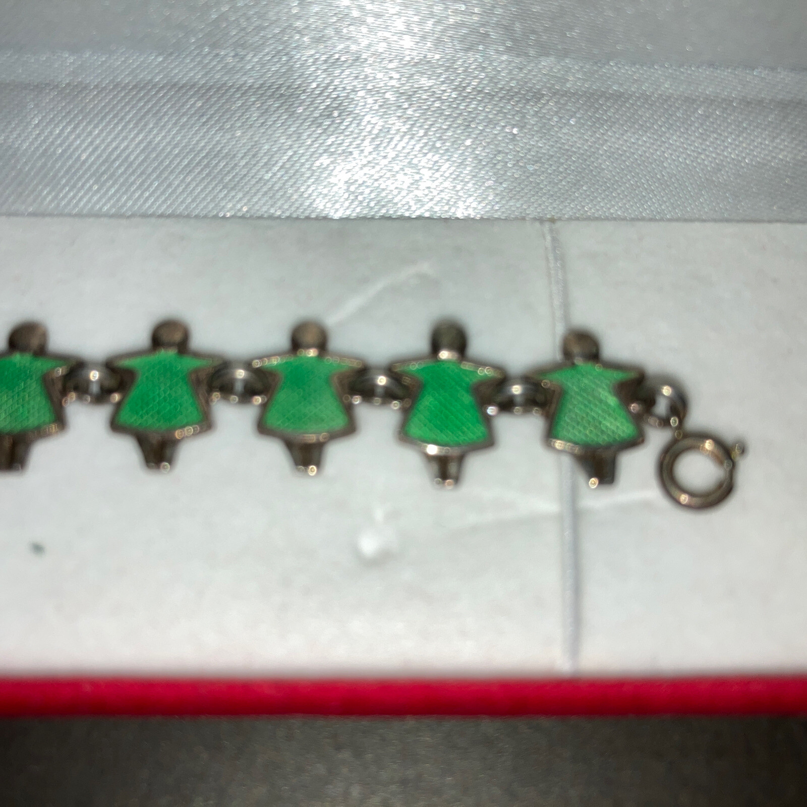 Vintage MEKA Sterling Denmark Green Enamel “Paper Dol… - Gem