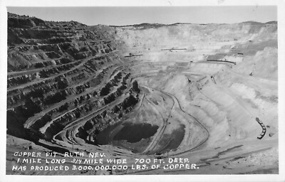 1952 Copper Pit Mining Scene, Ruth, Nevada Real Photo Postcard/RPPC | eBay